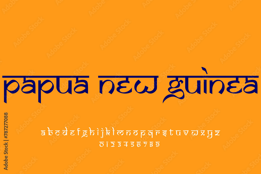 Country Papua New Guinea text design. Indian style Latin font design ...
