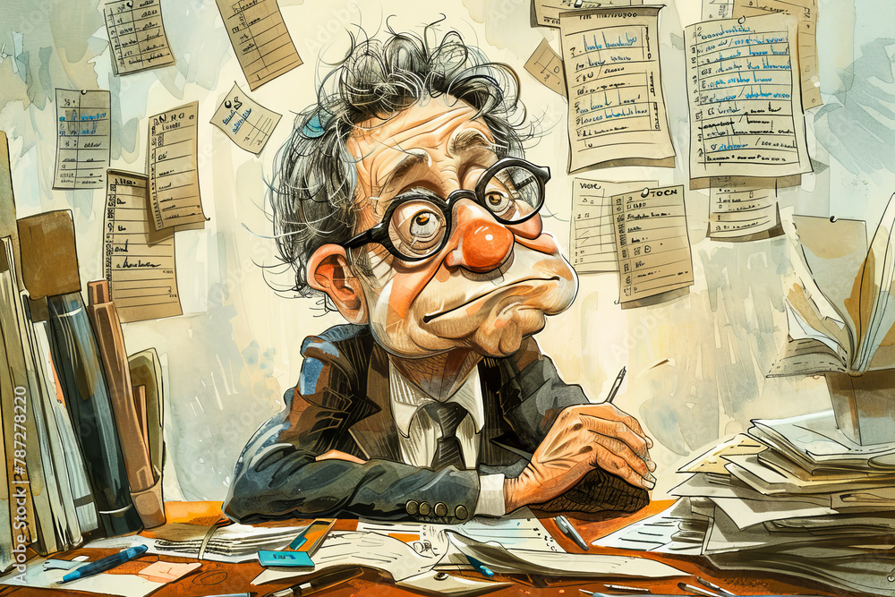 Cartoon Caricature of an Accountant. Generated Image. A digital ...