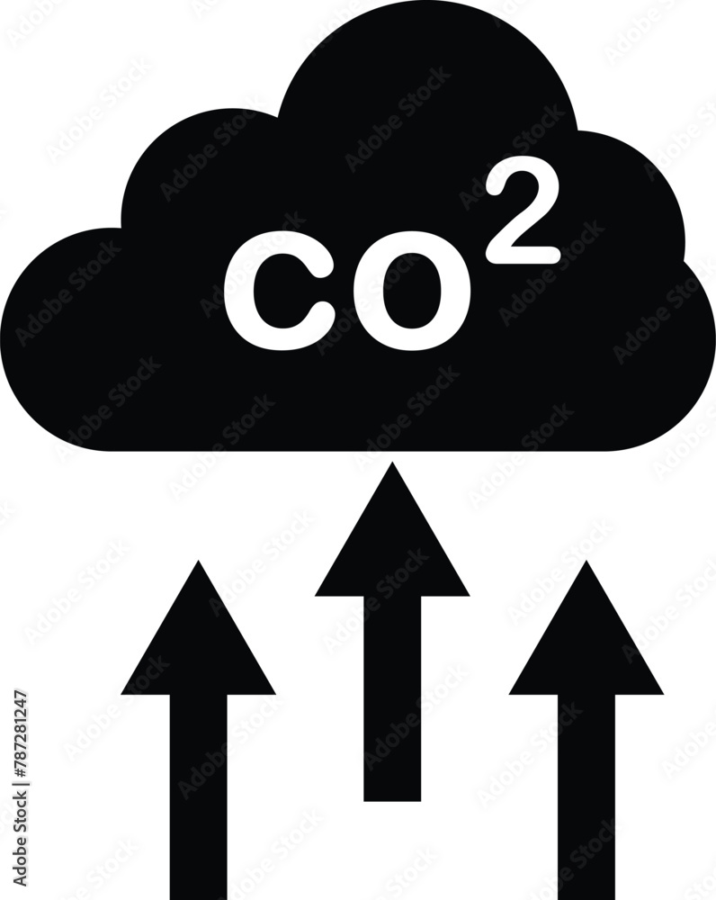 Reduce co2 gas icon set. carbon reduction cloud sign. cut c02 pictogram ...