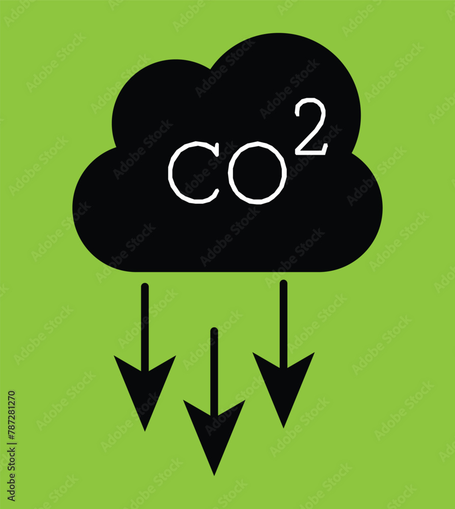Reduce co2 gas icon set. carbon reduction cloud sign. cut c02 pictogram ...