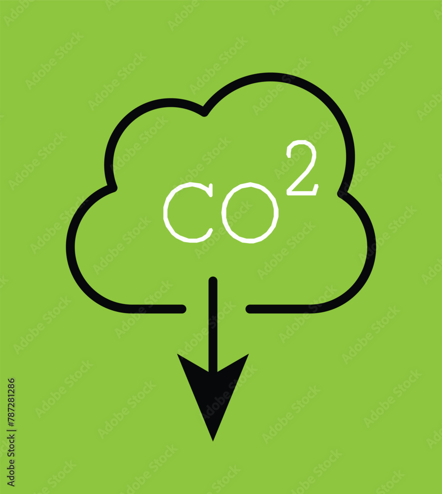 Reduce co2 gas icon set. carbon reduction cloud sign. cut c02 pictogram ...
