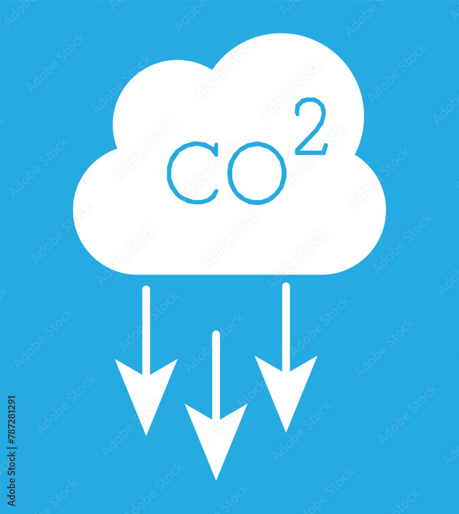 Reduce co2 gas icon set. carbon reduction cloud sign. cut c02 pictogram ...