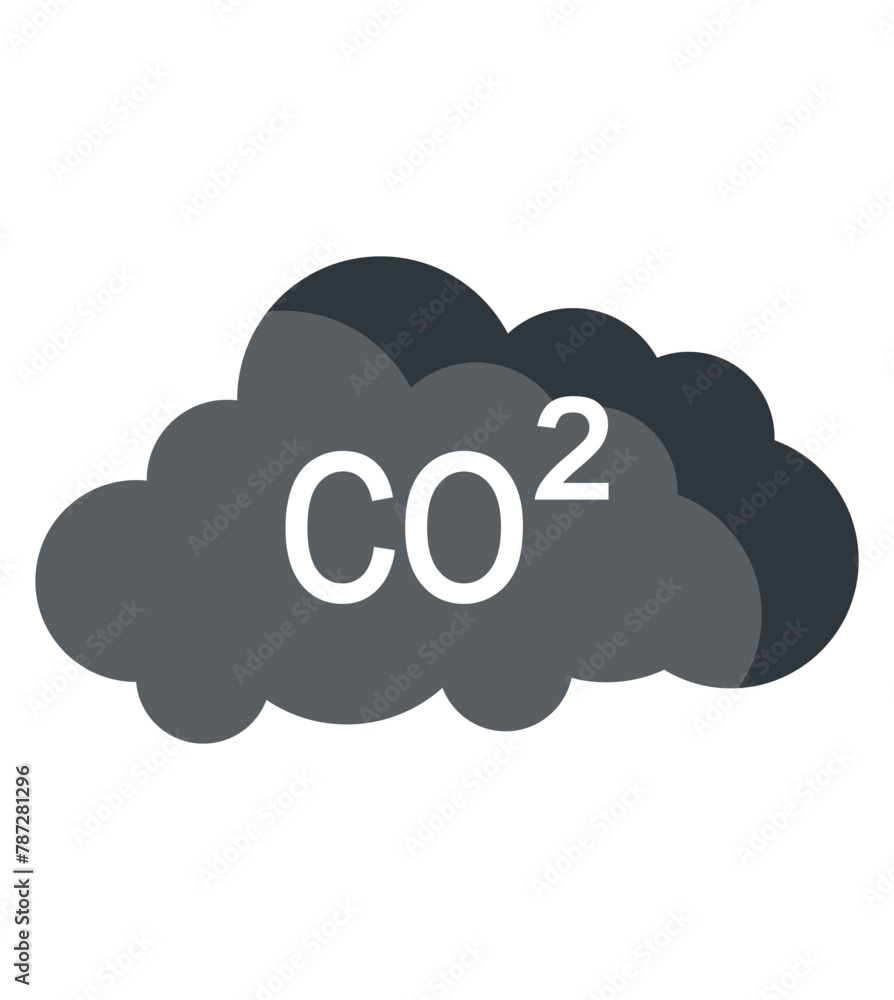 Reduce co2 gas icon set. carbon reduction cloud sign. cut c02 pictogram ...