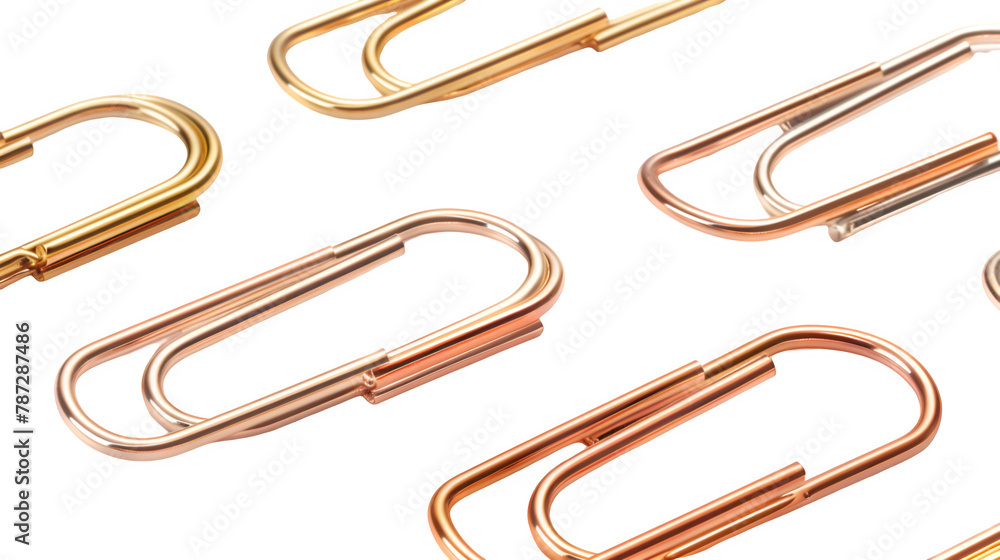 Rose gold paper clips isolated on a transparent background, PNG, Ai ...