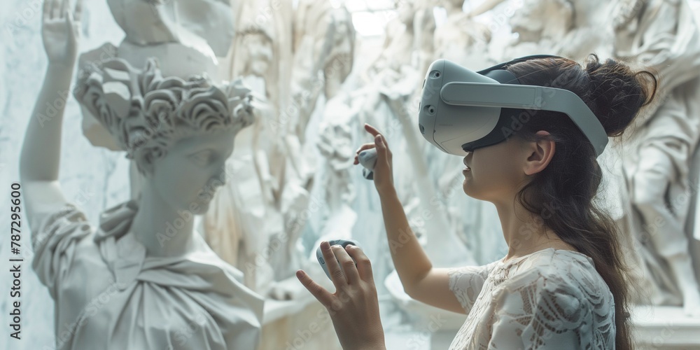 Talented Female Artist Wearing Augmented Reality Headset Working on ...