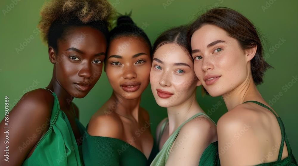 Beautiful female models of different races with different skin and hair ...