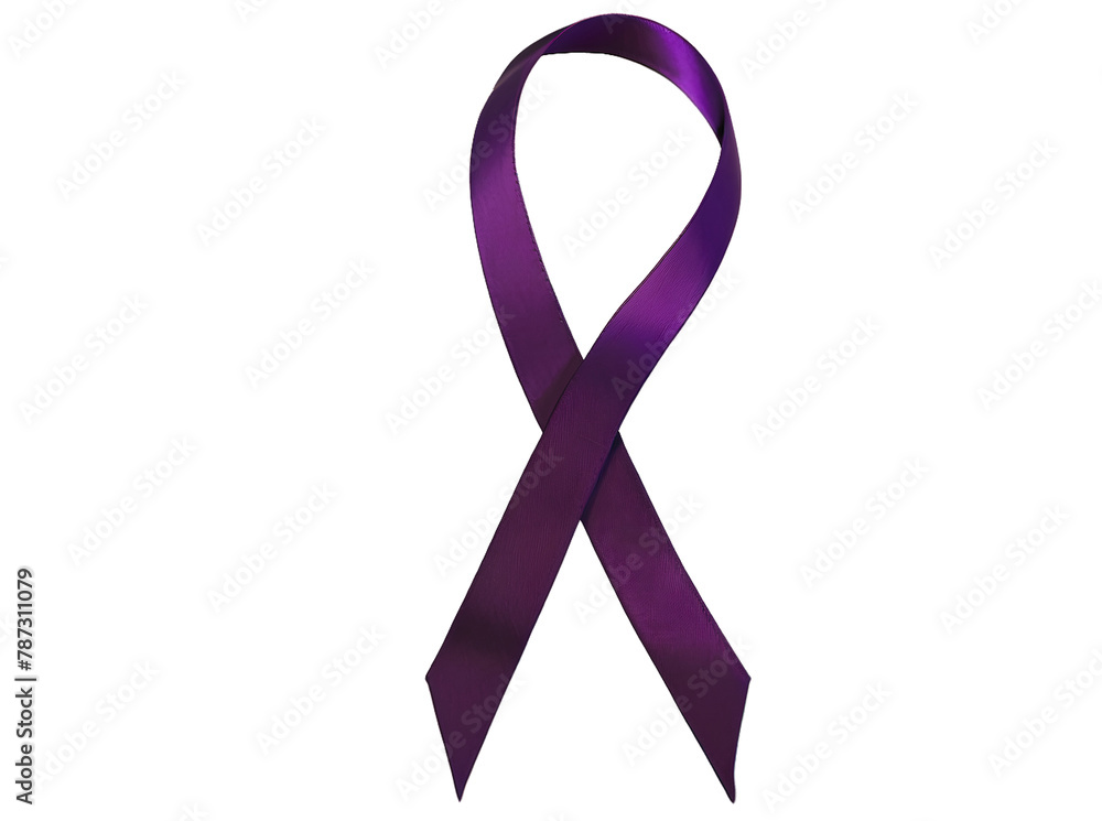 A symbolic purple awareness ribbon isolated on a transparent background ...