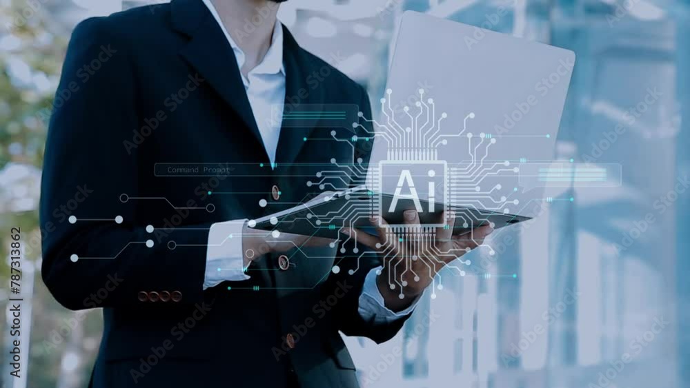 Video „Ai technology, Artificial Intelligence. man using technology smart robot AI, artificial ...