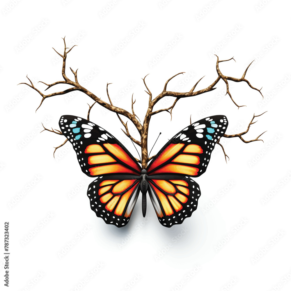 Monarch larvae tiger swallowtail one line drawing butterfly lemon ...