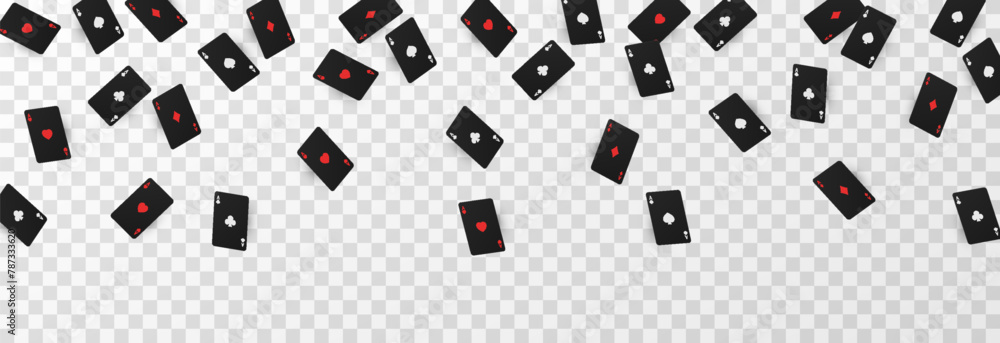 Vector playing cards png. Playing cards fall from above. Black cards ...