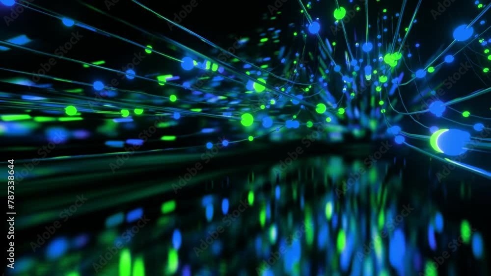 Wires cables binary fly through data internet power electric circuit ...