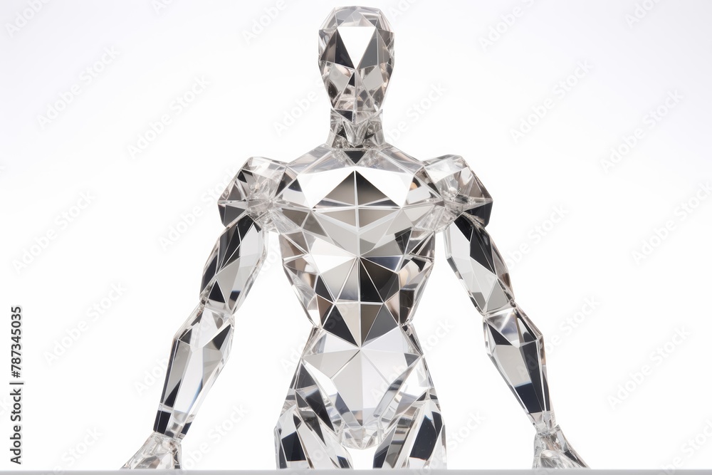 An isolated diamond statue which is designed like a muscular man ...