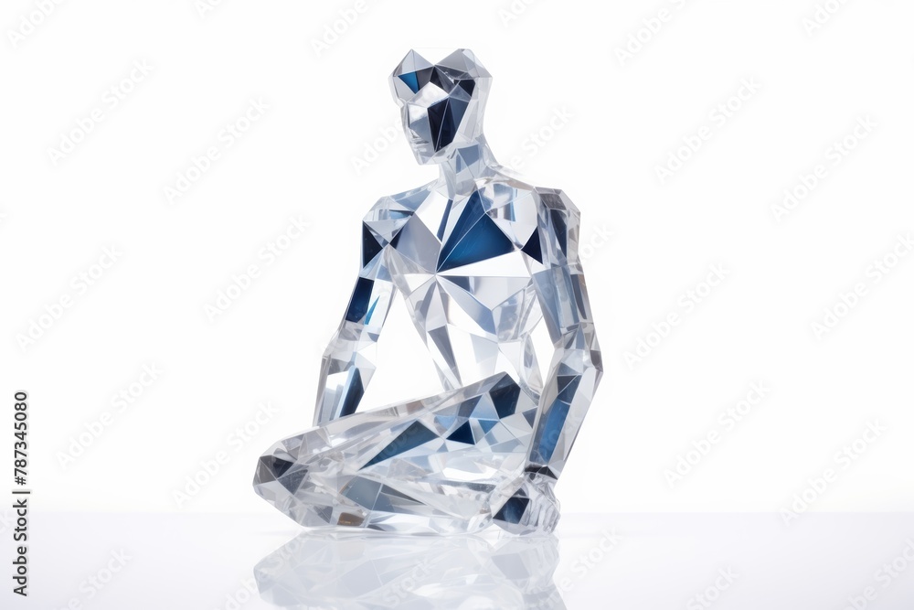 An isolated diamond statue which is designed like a muscular man ...