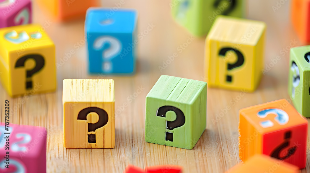 Blocks with question marks and copy space Questions and problem solving ...
