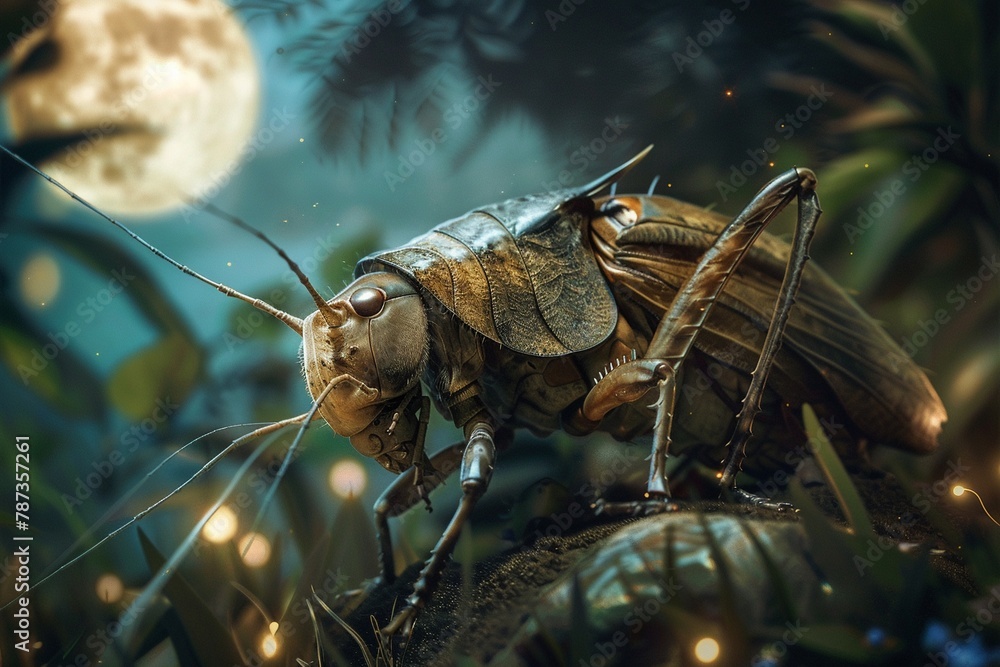 Illustrate the surreal sight of a Mole Cricket in a digital ...