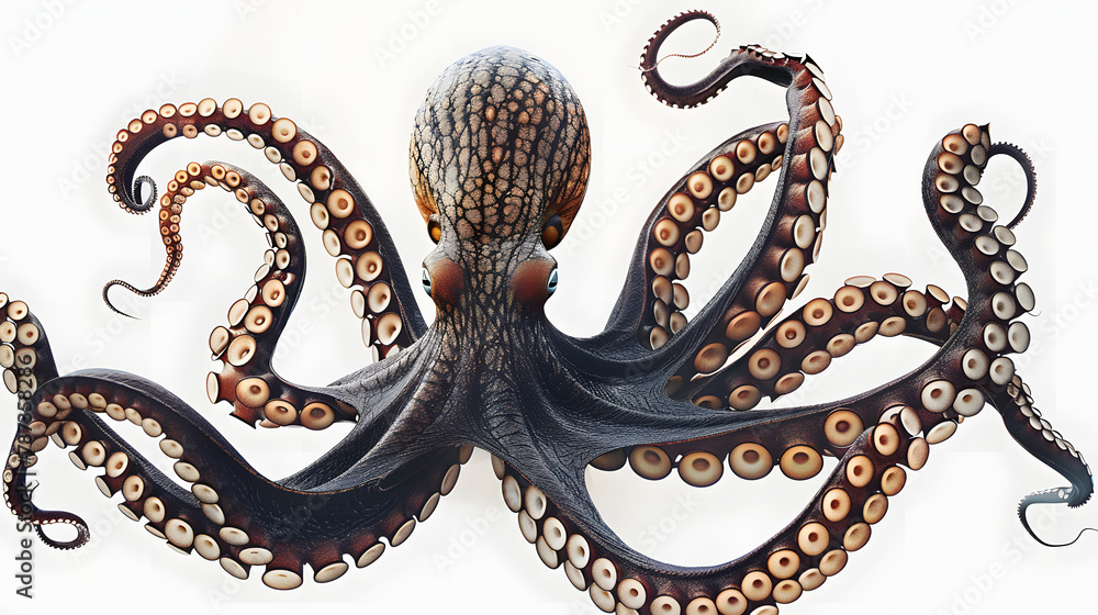 graphic image of an octopus, limited color palette, white background ...