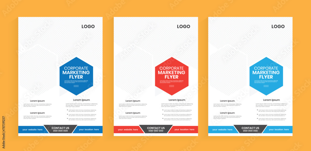 Business corporate a4 flier design. Hexagon-shape flyer and handout ...
