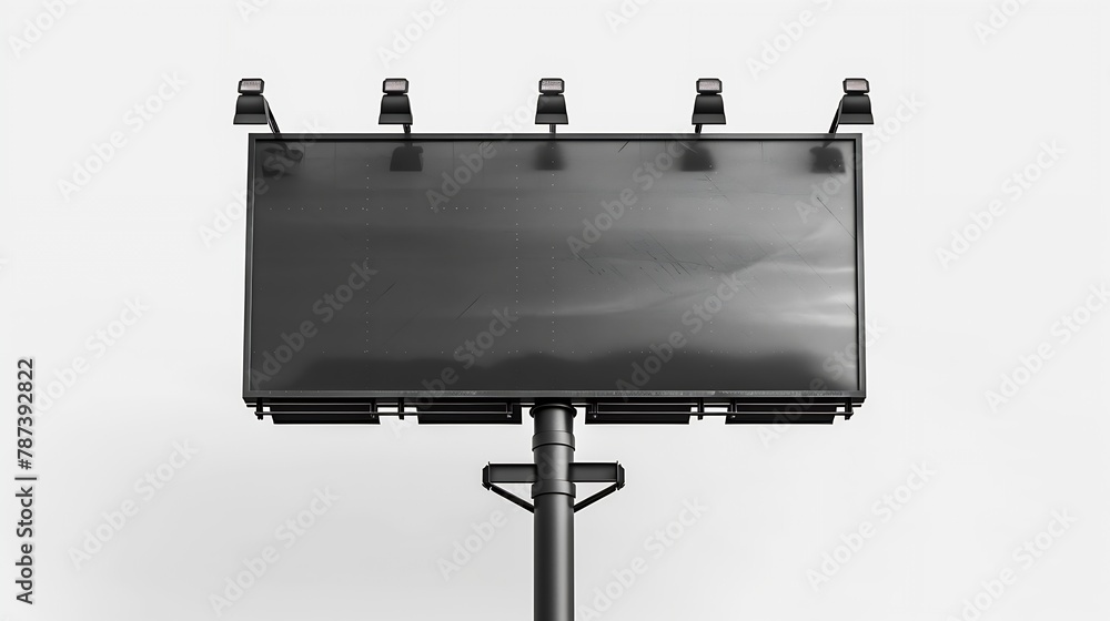 Outdoor pole billboard isolated on white background with mock up gray ...