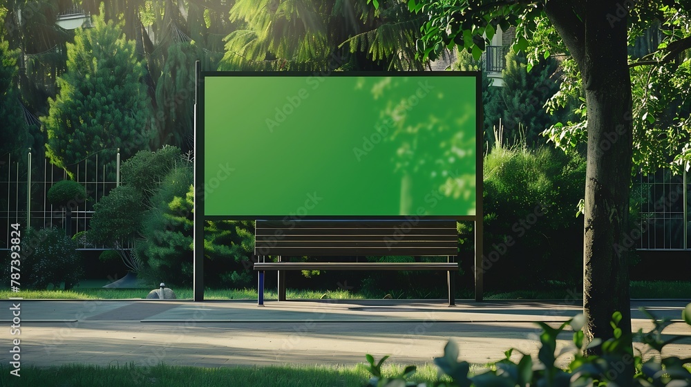 Green advertising billboard street mockup panel digital lightbox poster ...