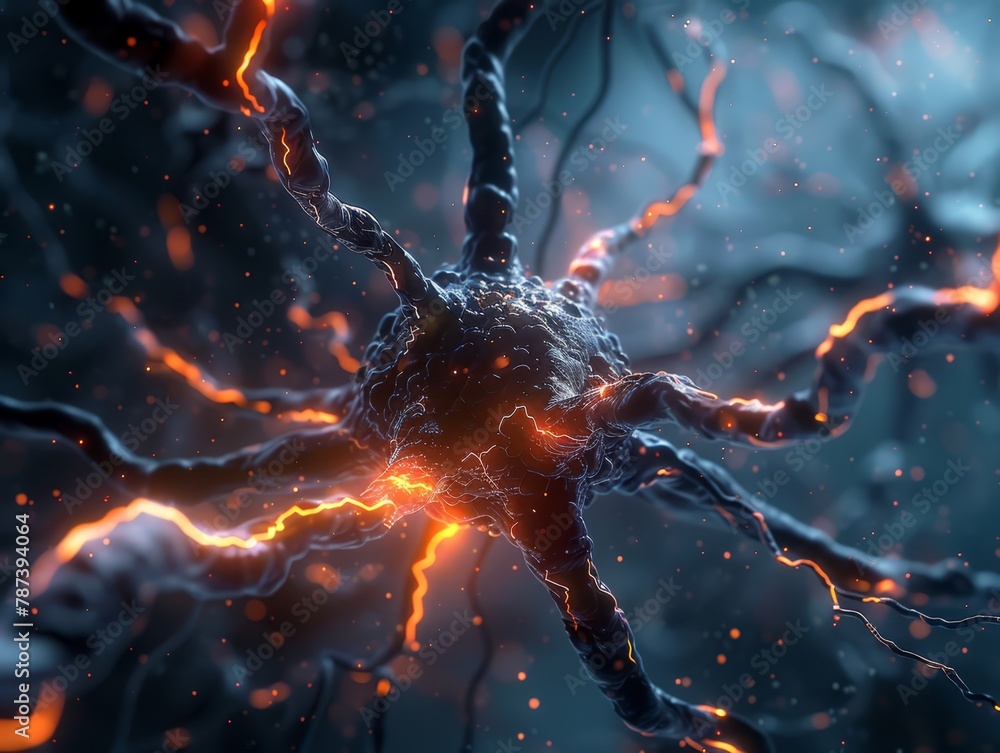 Stockillustratie Showcasing neuron cells within a neural network, as ...