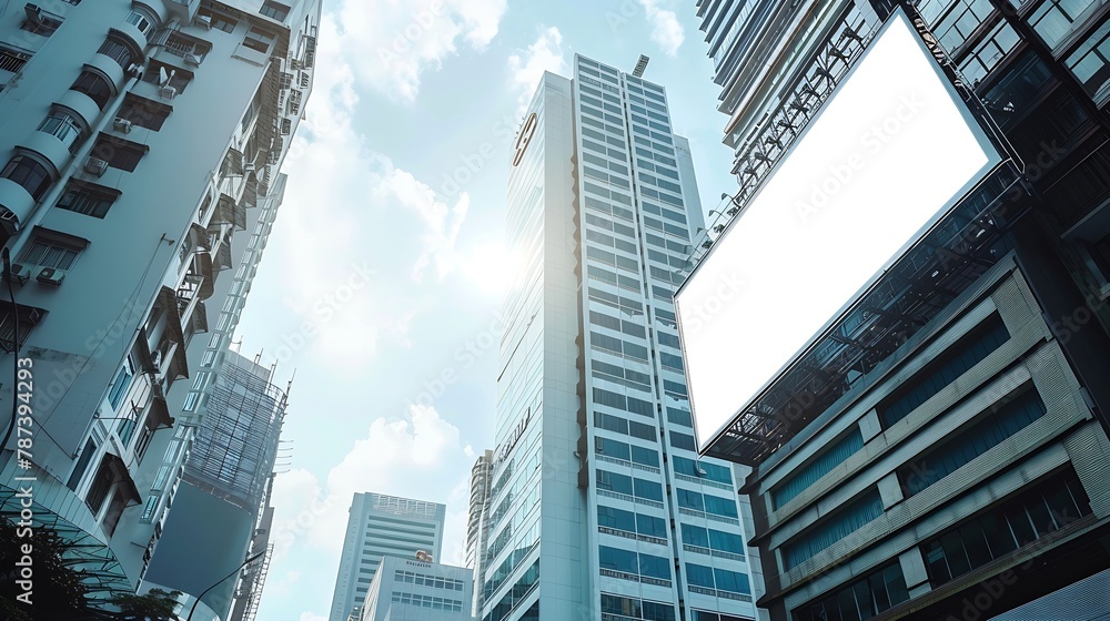 Outdoor billboard advertisement mockup background of buildings in big ...