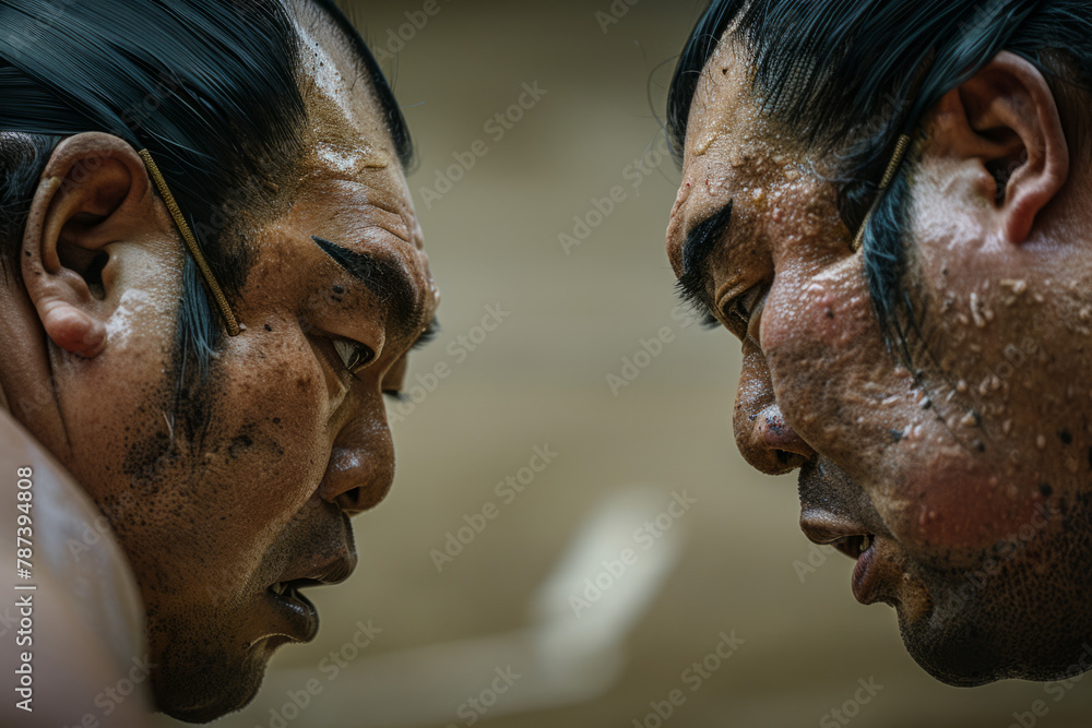Traditional Sumo wrestling match taking place in Sumo Arena Stock Photo ...