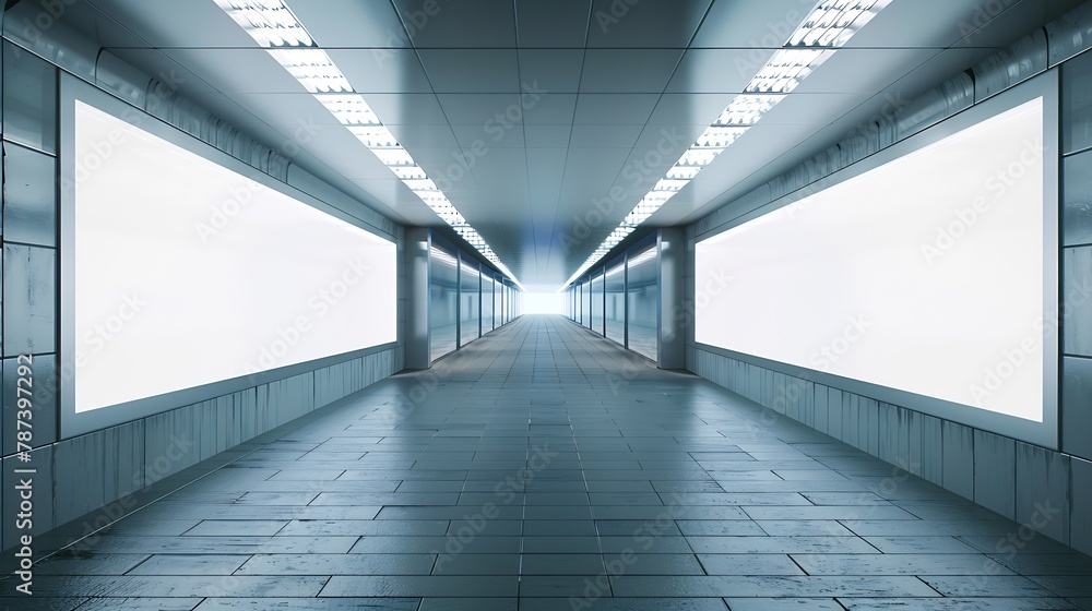 Horizontal long mock up of blank advertising billboard poster template ...