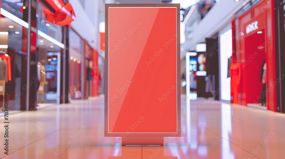 Foto de red blank sign inside shopping mall mock up advertise display ...