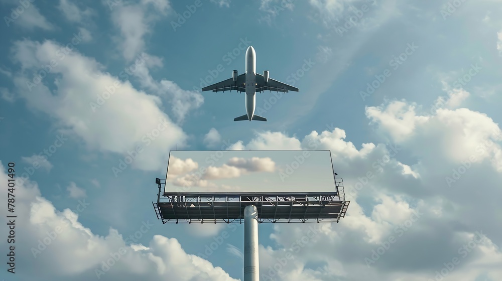 Billboard outdoor advertising mockup billing board in front of a blue ...