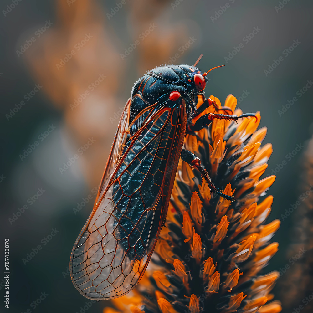 Macro adult periodical cicadas, insects, pests. Cicadas are a mostly ...