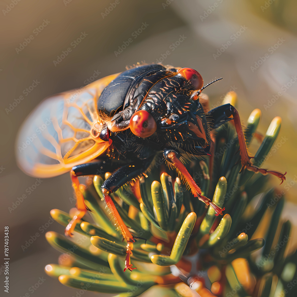 Macro adult periodical cicadas, insects, pests. Cicadas are a mostly ...