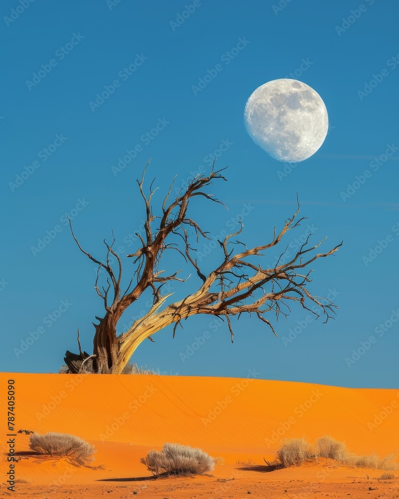 Juneteenth Commemoration: Resilient Dead Tree and Full Moon in Desert ...