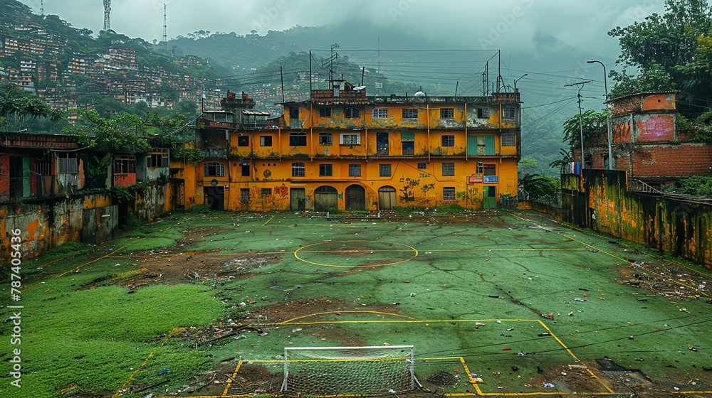Soccer pitch, favela, slum, football, field, sports, playground ...