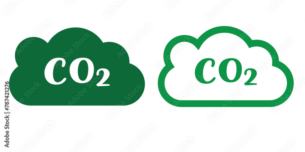 Reduce co2 gas icon set. carbon reduction cloud sign. cut c02 pictogram ...