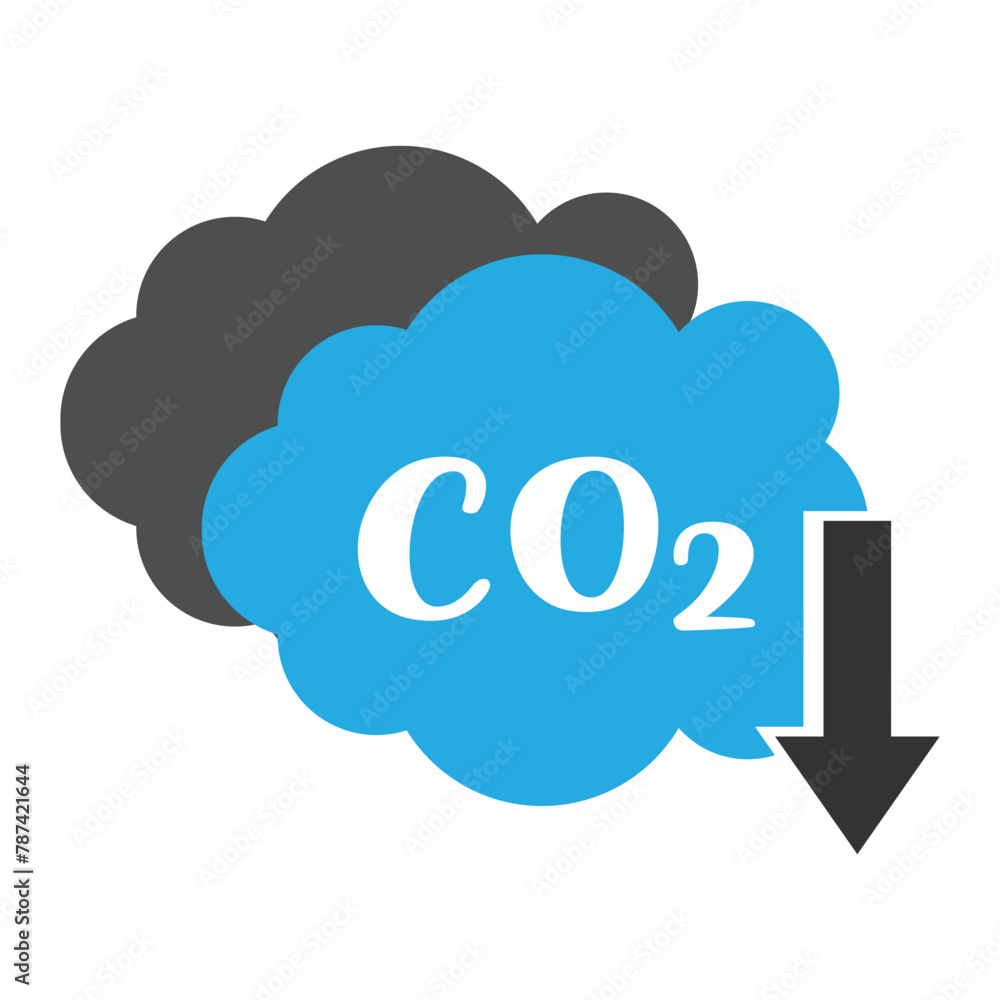 Reduce co2 gas icon set. carbon reduction cloud sign. cut c02 pictogram ...