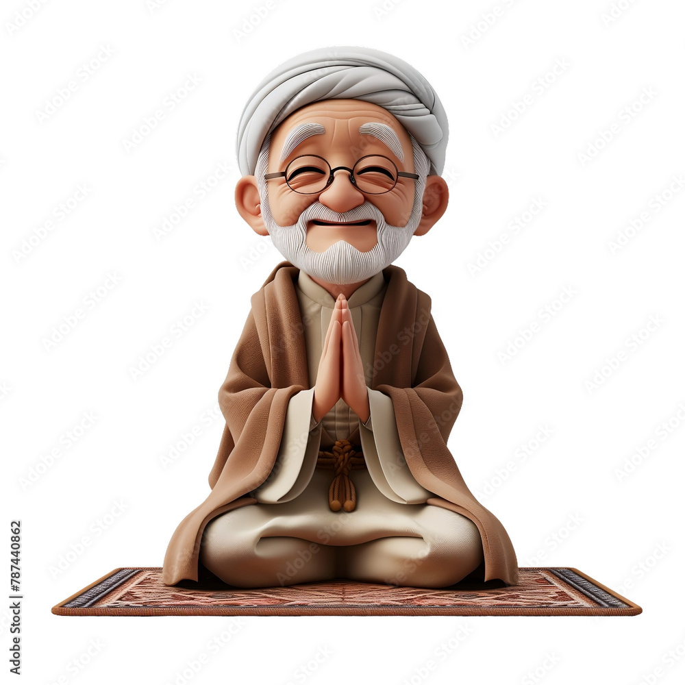 Wise Muslim mullah priest on transparent background. World religions ...