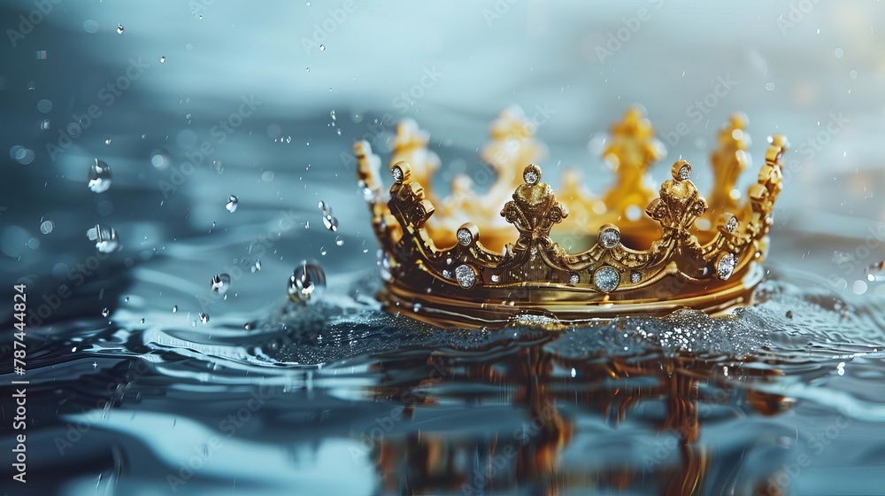 regal golden crown floating in crystal clear air symbol of supremacy ...