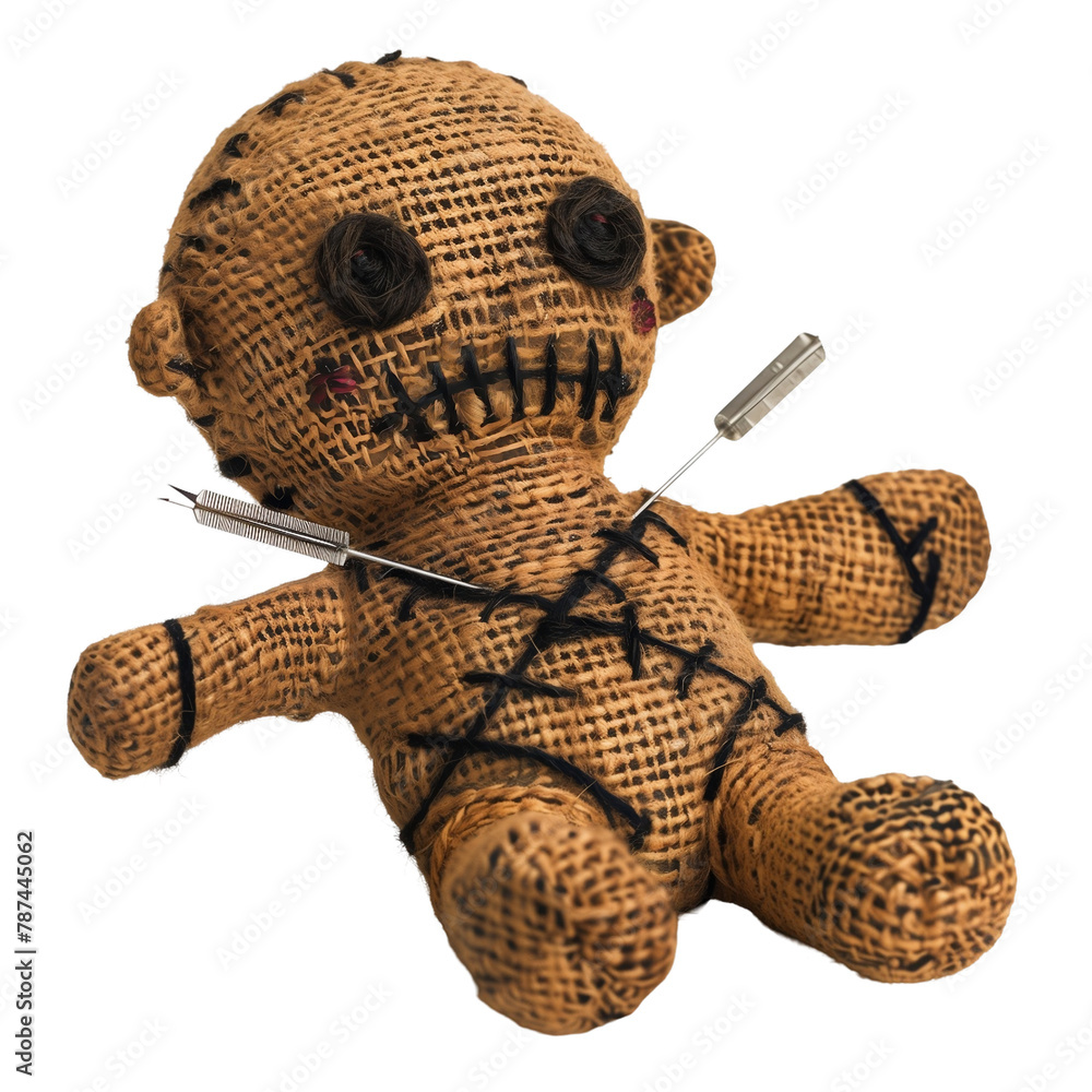 Creepy voodoo rag doll on transparent background. Black magic and ...