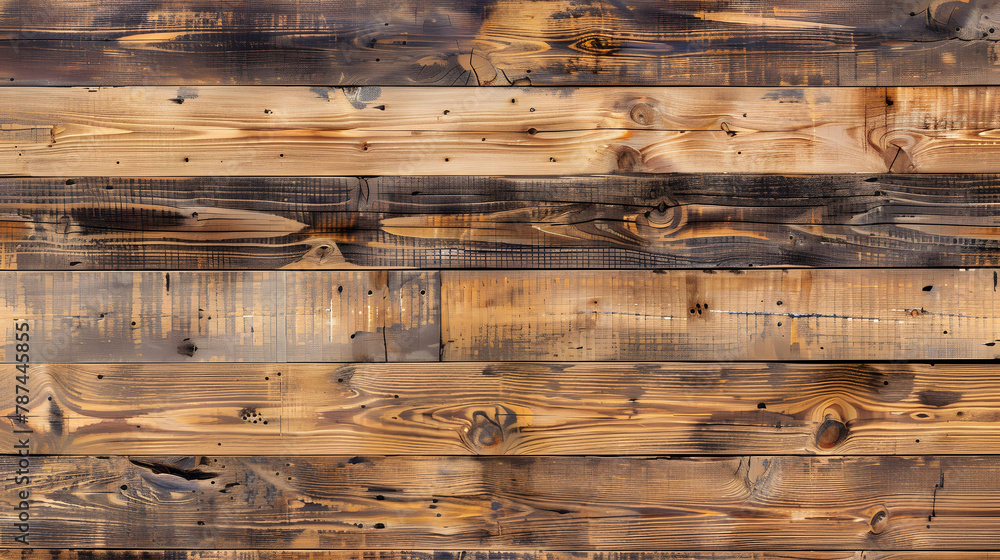 Reclaimed pine wood texture with evidence of natural aging and knots ...