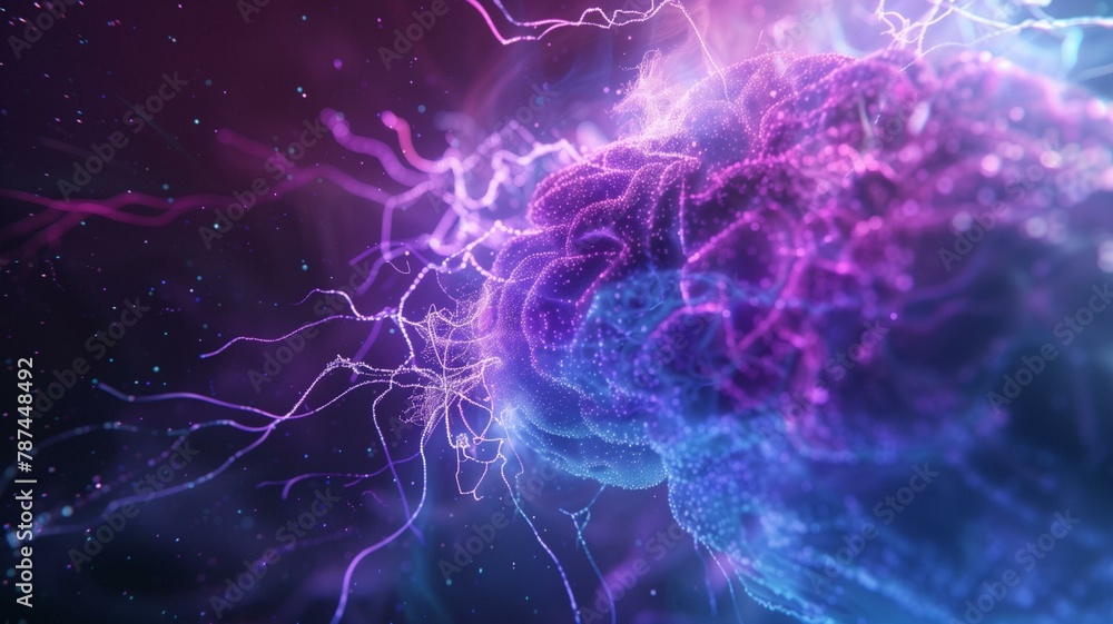 In a vast neural expanse, a mesmerizing web of plexus lines weaves ...