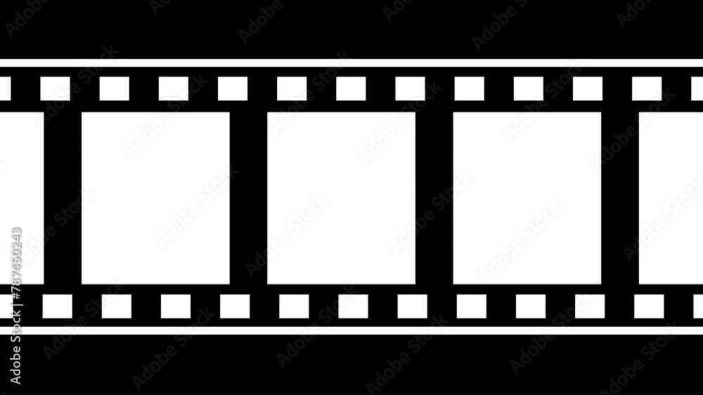 Film Strip Moving on White Background. Camera film loop able animation ...