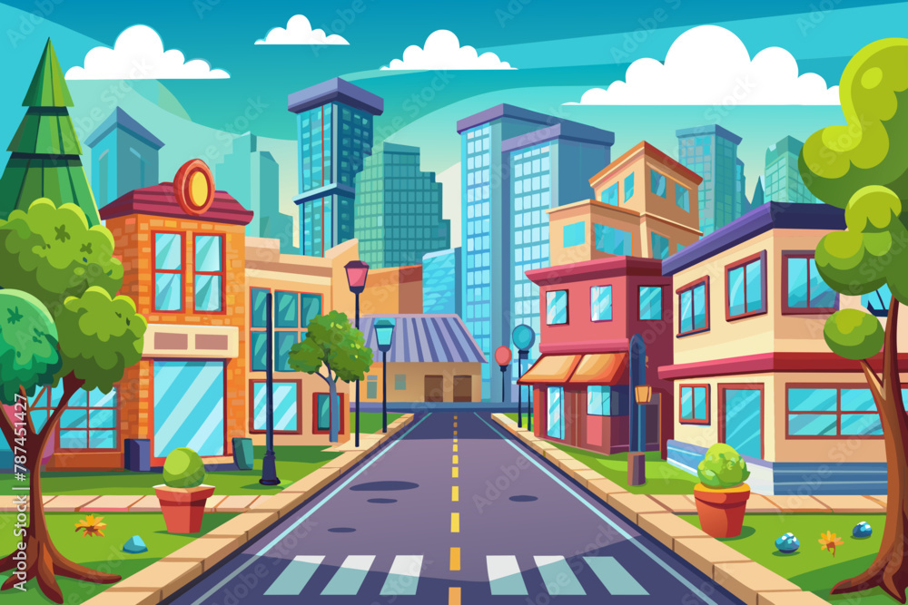 Presenting our vector seamless cartoon city street background, tailor ...
