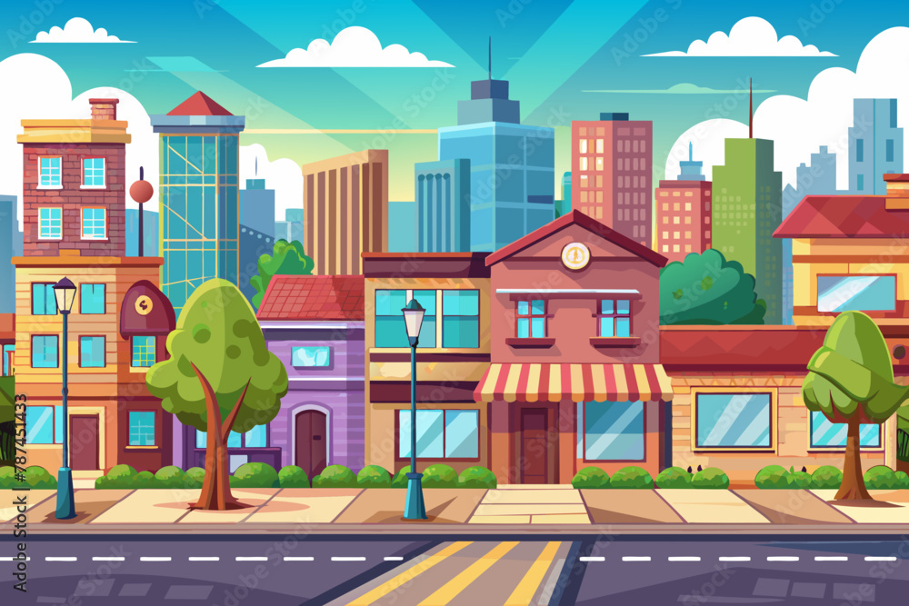 Presenting our vector seamless cartoon city street background, tailor ...