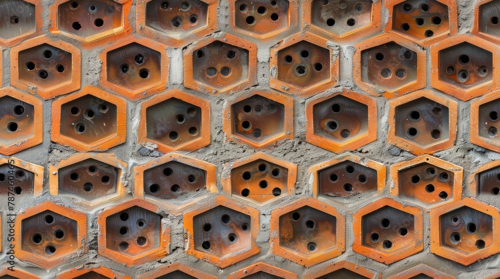 seamless texture of perforated bricks with a pattern of holes or ...