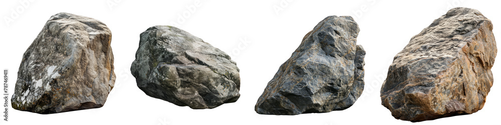 Collection of big boulder rock cutout png isolated on white or ...