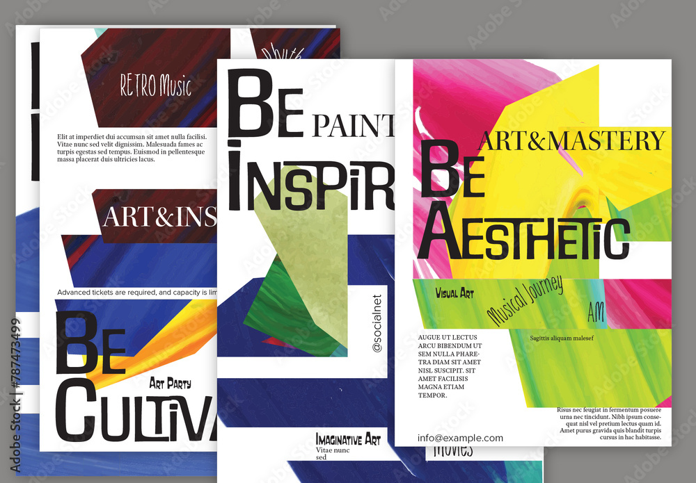 A4 Flyer Abstract Creative Layout with Bright Acrylic Colored Crafted ...