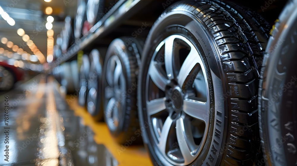 Aligned Wheels in Auto Shop - Precision and Symmetry. Concept Wheel ...