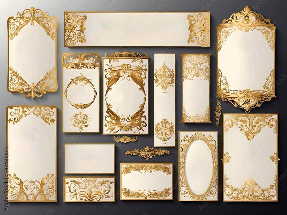 Luxury gold ornate invitation vector set. Collection of ornamental ...