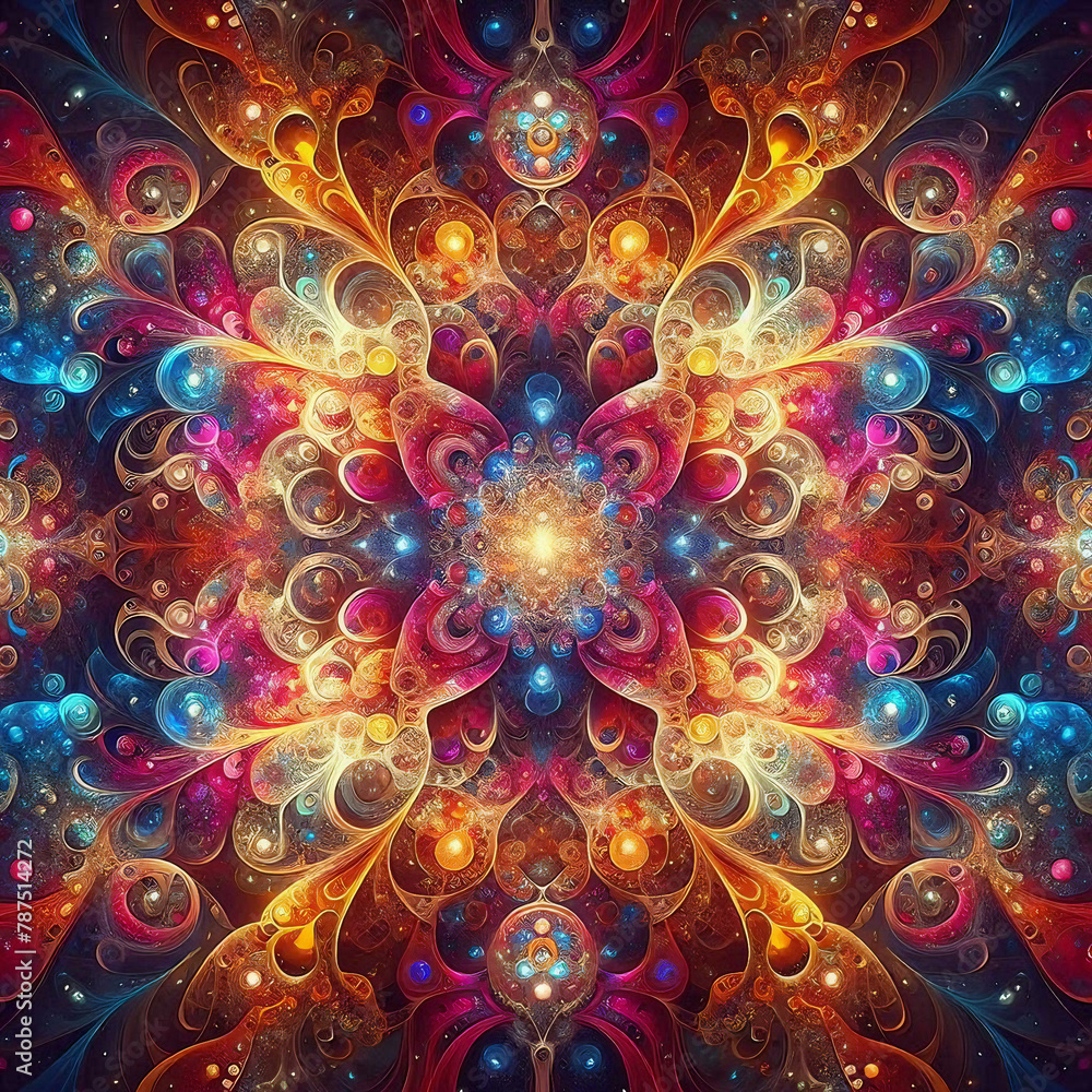 a mesmerizing array of symmetrical patterns, bursting with a spectrum ...