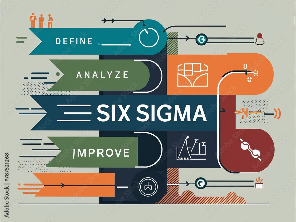 Six Sigma Methodology Infographic with Arrows and Icons Stock ...